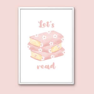 Lets Read Poster Reading Corner Book Art Digital Print Book Area ...