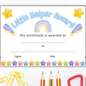Little Helper Award Personalised Certificate Template Certificate of ...
