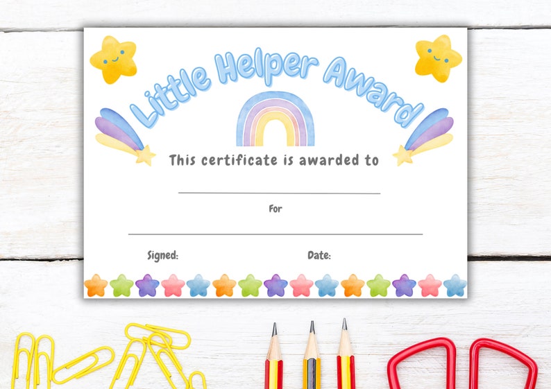 Little Helper Award Personalised Certificate Template Certificate of ...