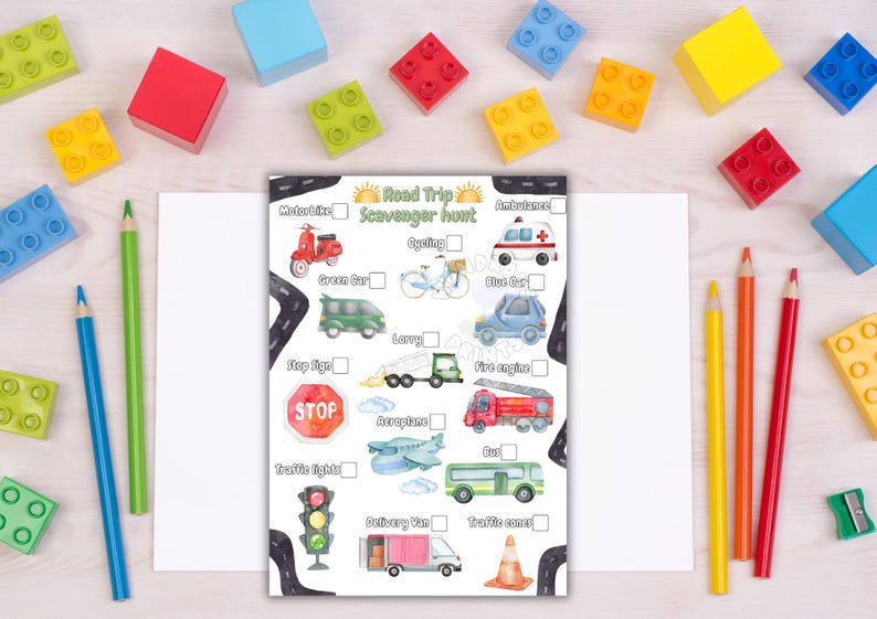 Road Trip Scavenger Hunt, Kids Printable, Activity Template, Digital ...