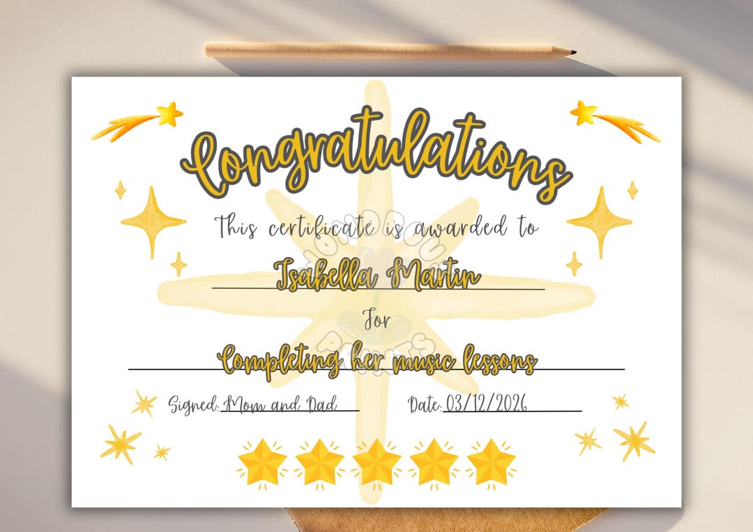 Star Award Certificate, Editable Template, Printable Kids Achievement ...
