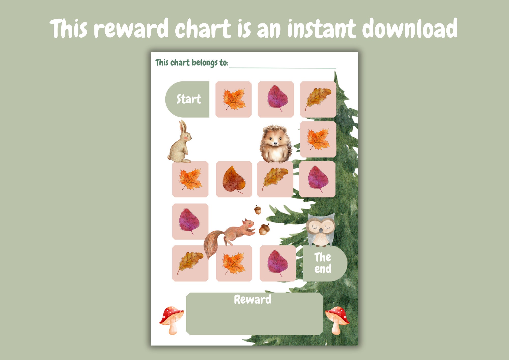 Woodland Reward Chart Children's Chart Achievement - Etsy
