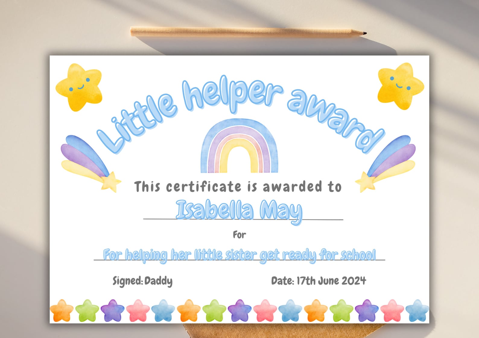 Little Helper Award Personalised Certificate Template Certificate of ...
