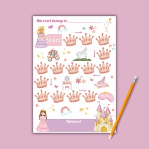 Princess Reward Chart, Children's Chart, Achievement Chart, Goal Chart ...