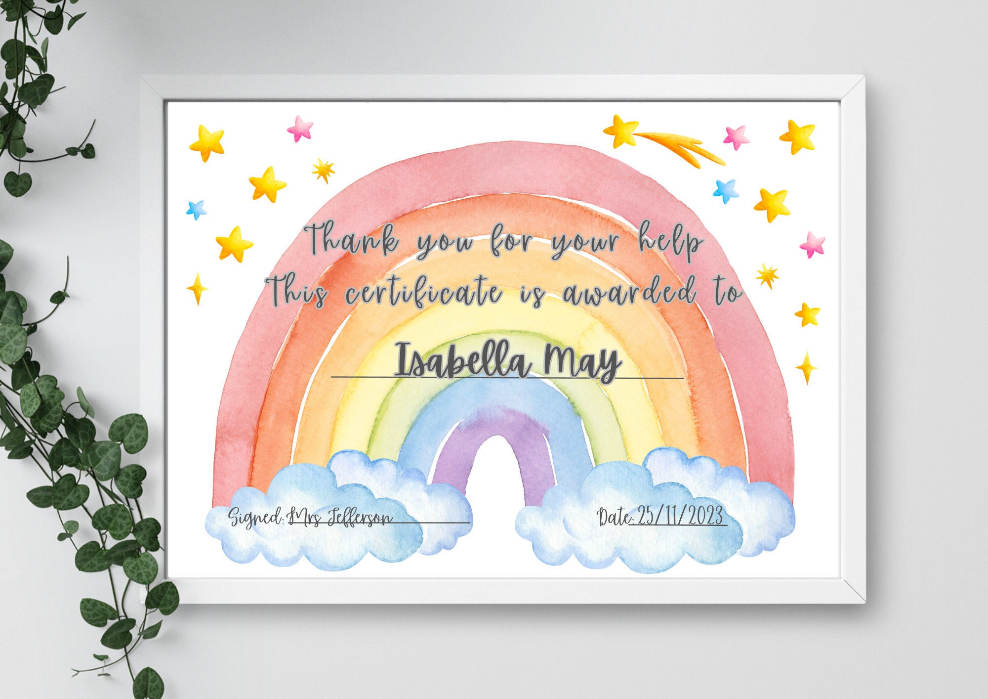 Certificate Template, Rainbow Children's Certificate of Achievement ...