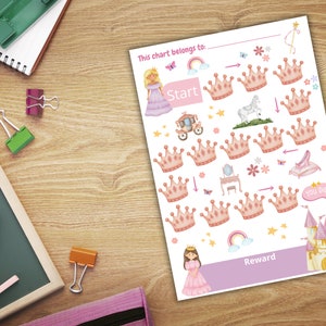 Princess Reward Chart, Children's Chart, Achievement Chart, Goal Chart ...