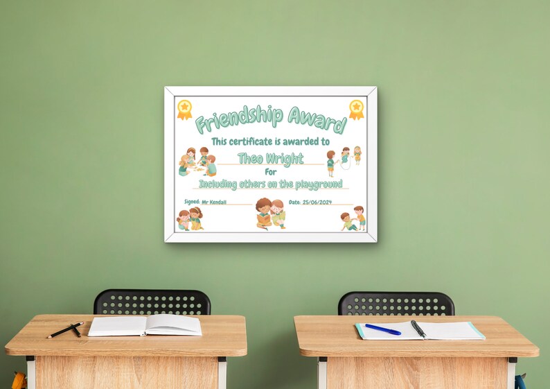 Personalised Friendship School Award Certificate, Printable for Kids ...