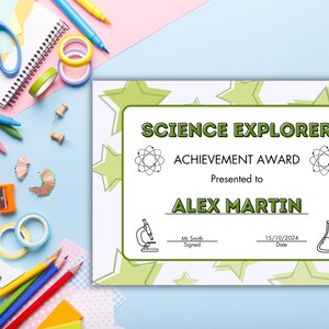 Science Achievement Award Congratulations Personalised Certificate ...