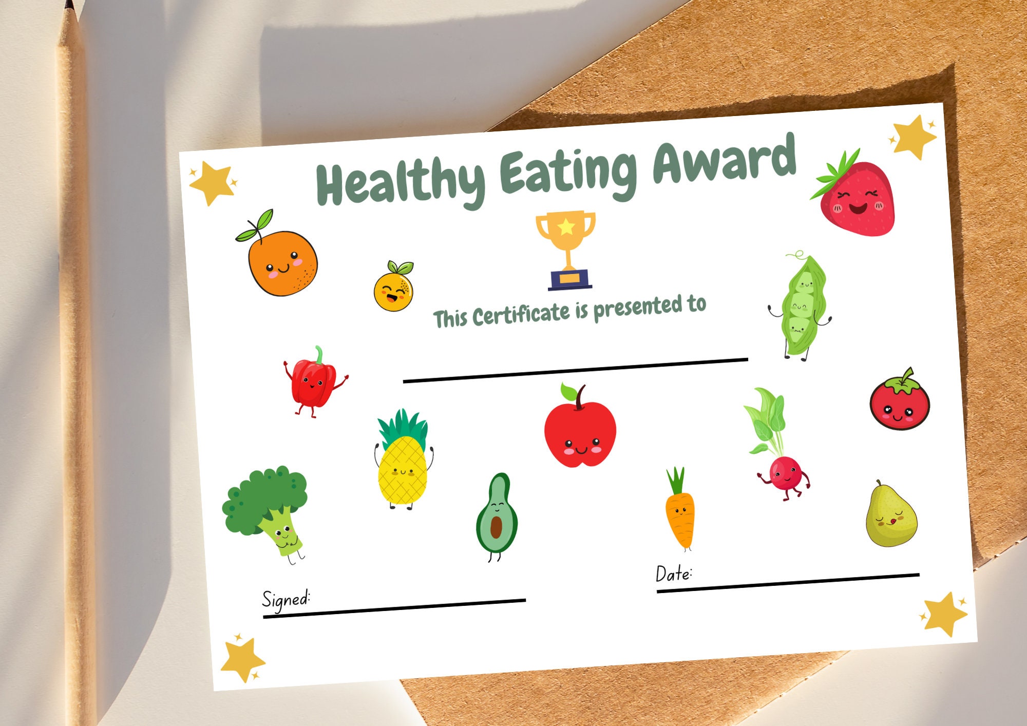 Healthy Eating Award Certificate Back to Schoolpersonalised - Etsy