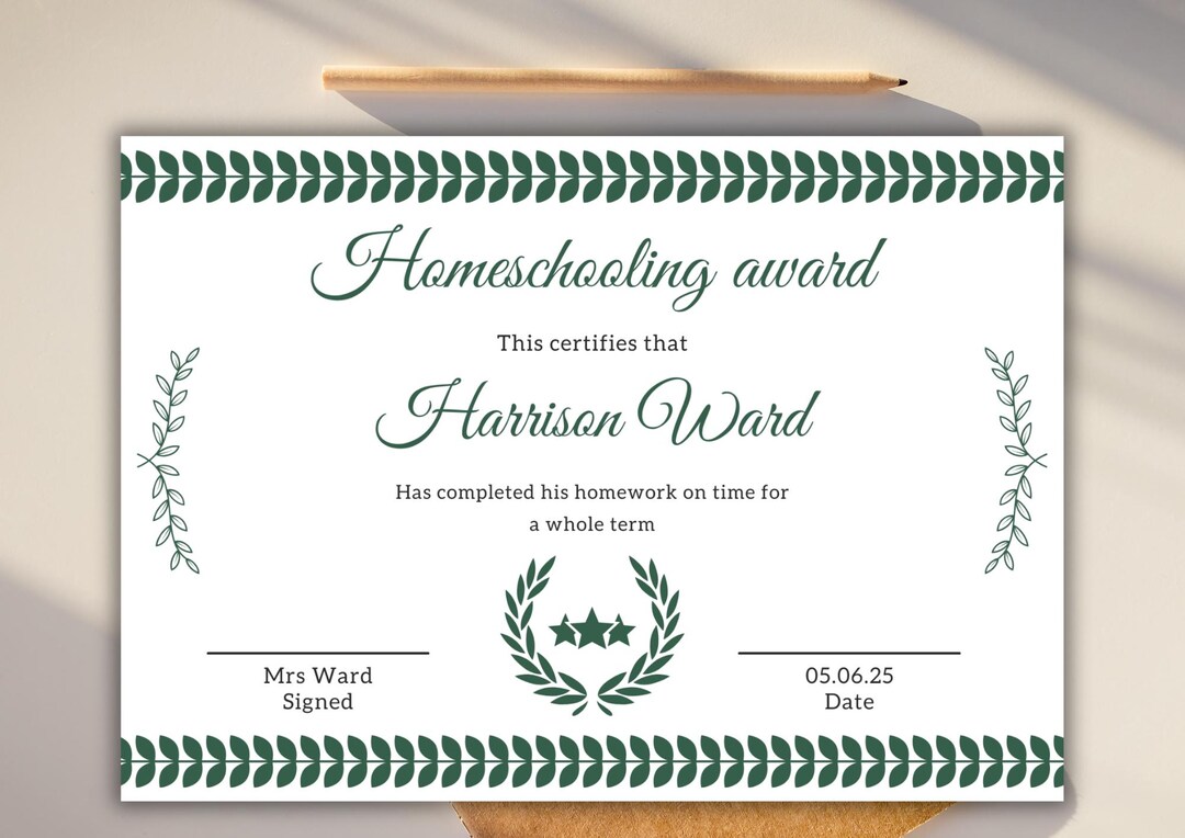 Home School Award Certificate Printable Pupil Congratulations Digital ...