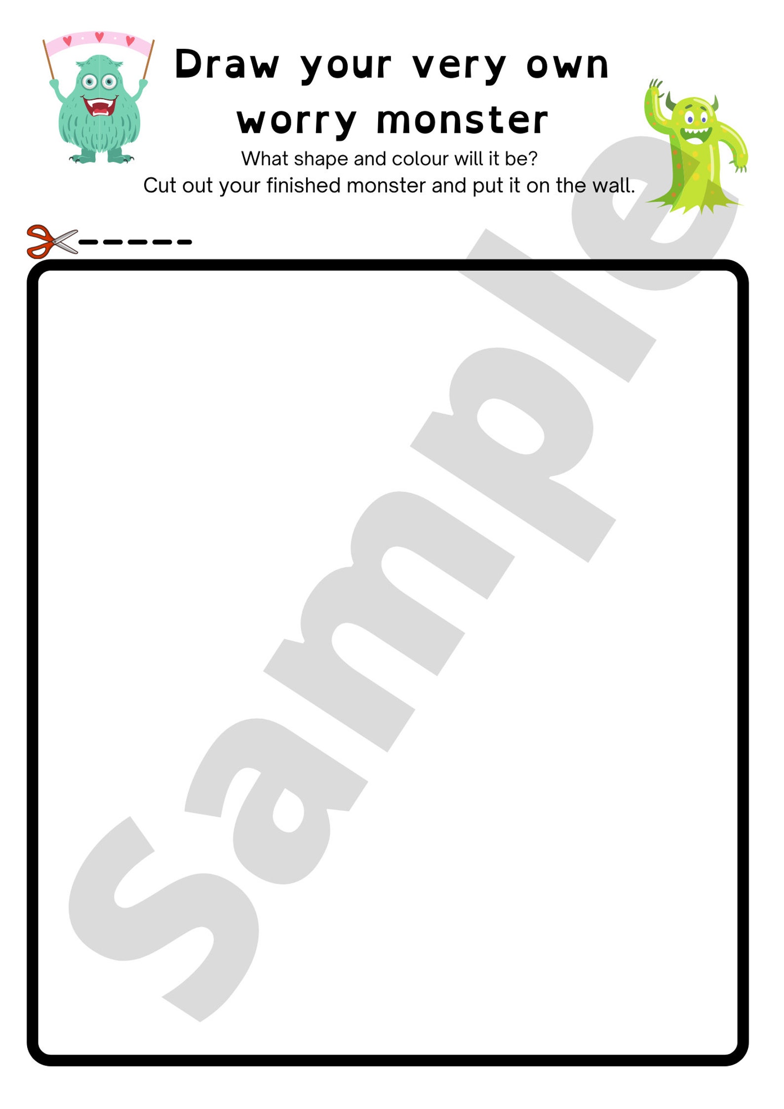 Worry Monster Printable Sheets Educational Downloadable Work - Etsy UK