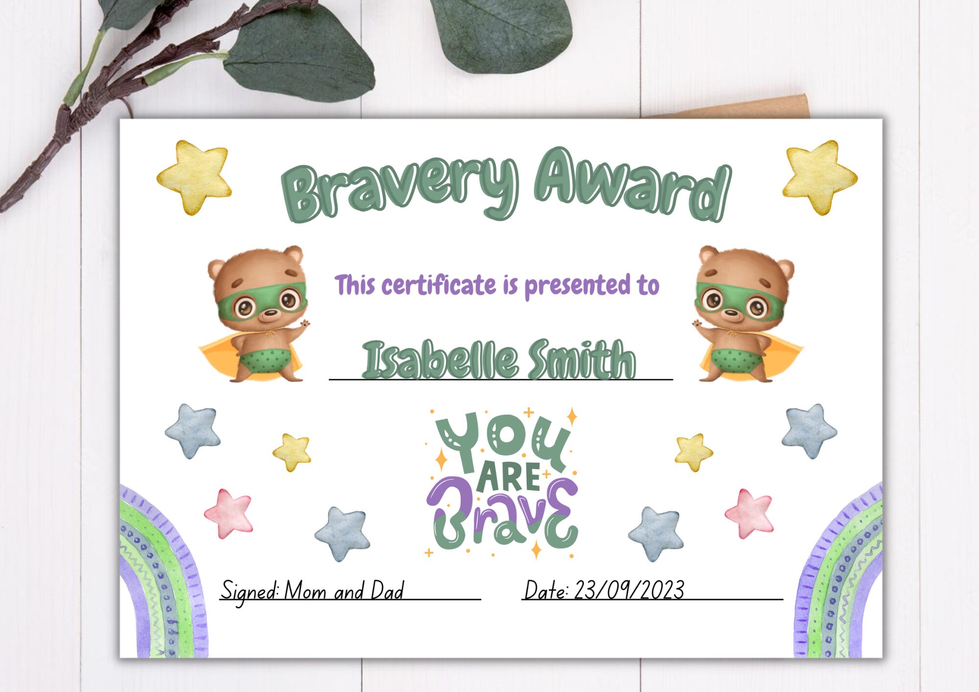 Bravery Award Certificate Back to School Bravery Award Certificate ...