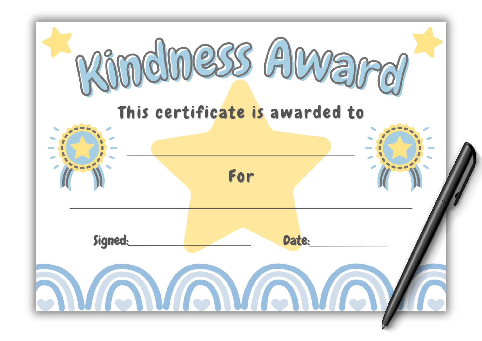 Kindness Award Certificate Printable Certificate Template Well Done ...