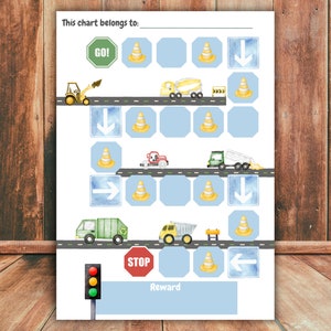 Construction Reward Chart Digger Chart Printable Reward Chart Behaviour ...