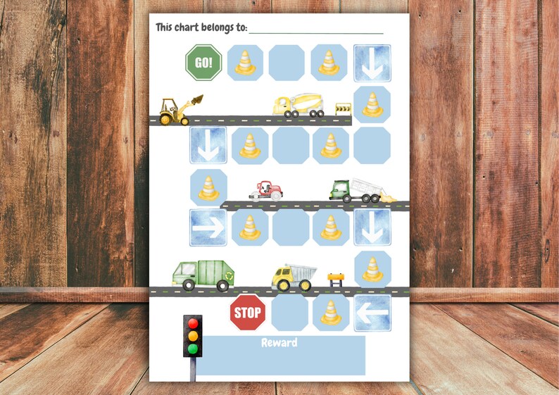 Construction Reward Chart Digger Chart Printable Reward Chart - Etsy