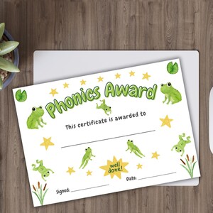 Personalized Phonics Award Certificate: Frog Theme (digital Download) - Etsy