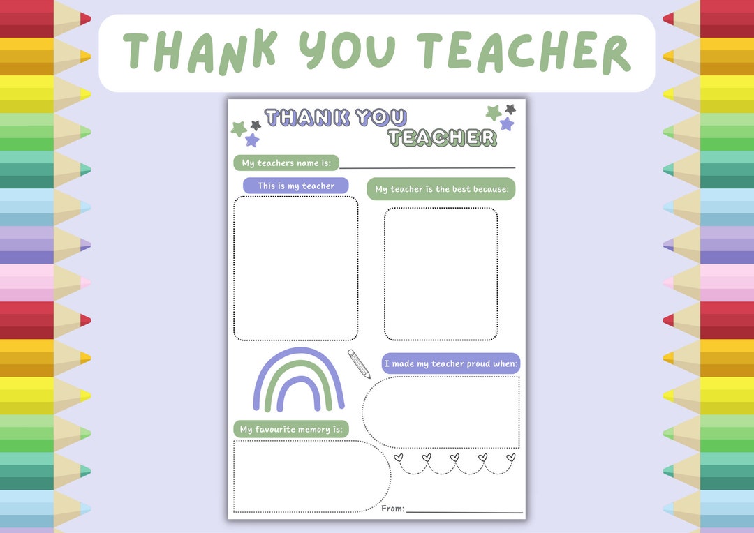 Best Teacher Printable Gift End of Term Teacher Appreciation Instant ...