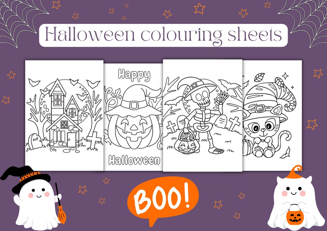 Halloween Colouring Pack, Printable Colouring Sheets, 10 Pages, Kids ...