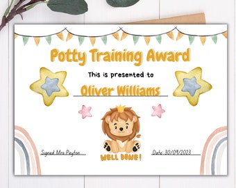 Editable Potty Training Award Certificate, Potty Training Award ...