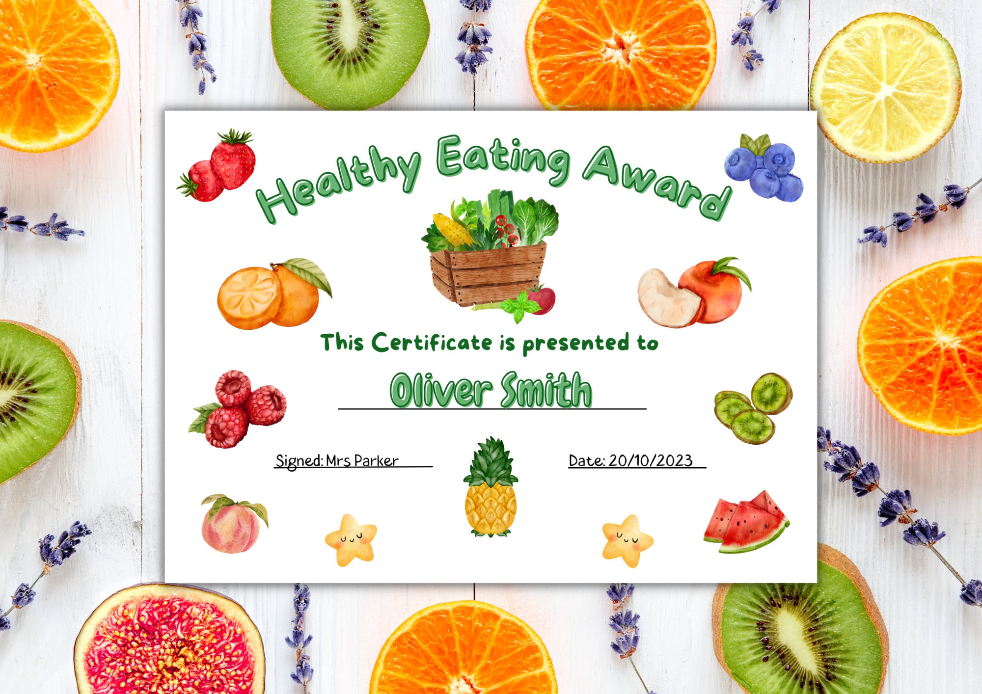 Healthy Eating Award Certificate Back to School Personalised ...