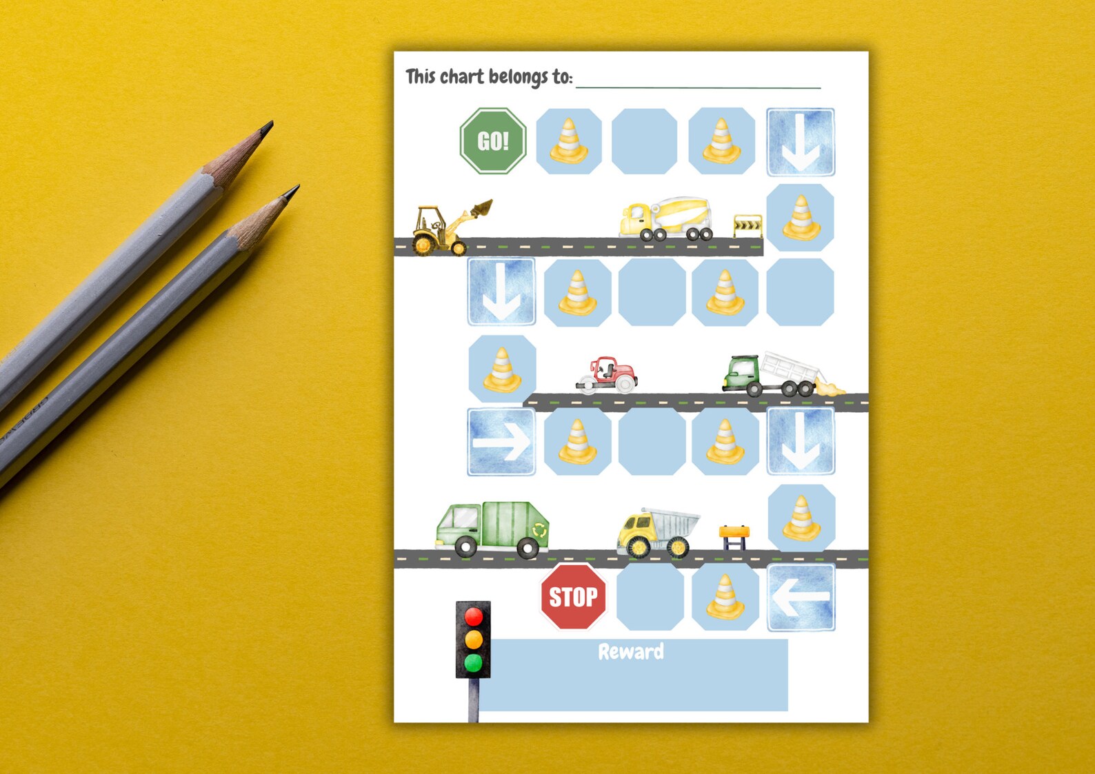 Construction Reward Chart Digger Chart Printable Reward Chart - Etsy