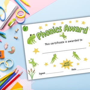 Personalized Phonics Award Certificate: Frog Theme (digital Download ...