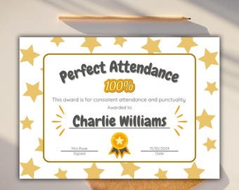 Kente Perfect Attendance Award Certificate, Editable Perfect Attendance ...