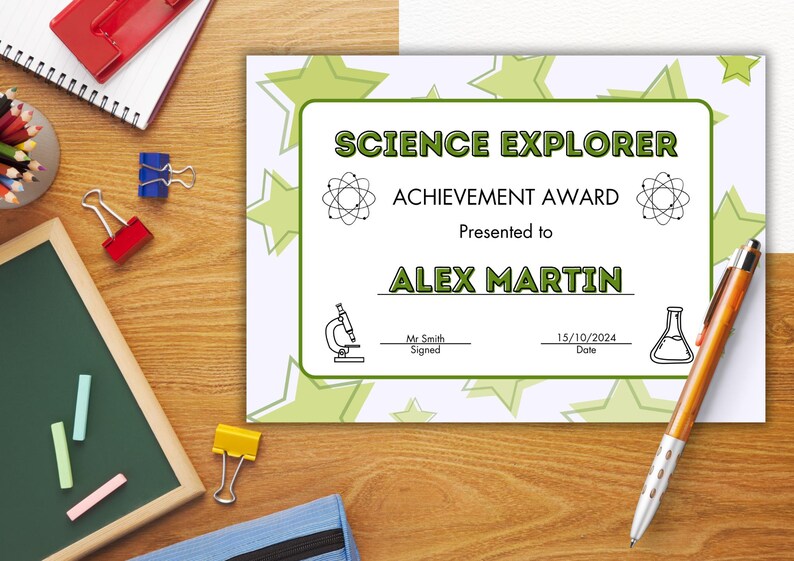 Science Achievement Award Congratulations Personalised Certificate ...