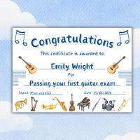 EDITABLE Music Recital Certificate I Instruments Award Certificate ...