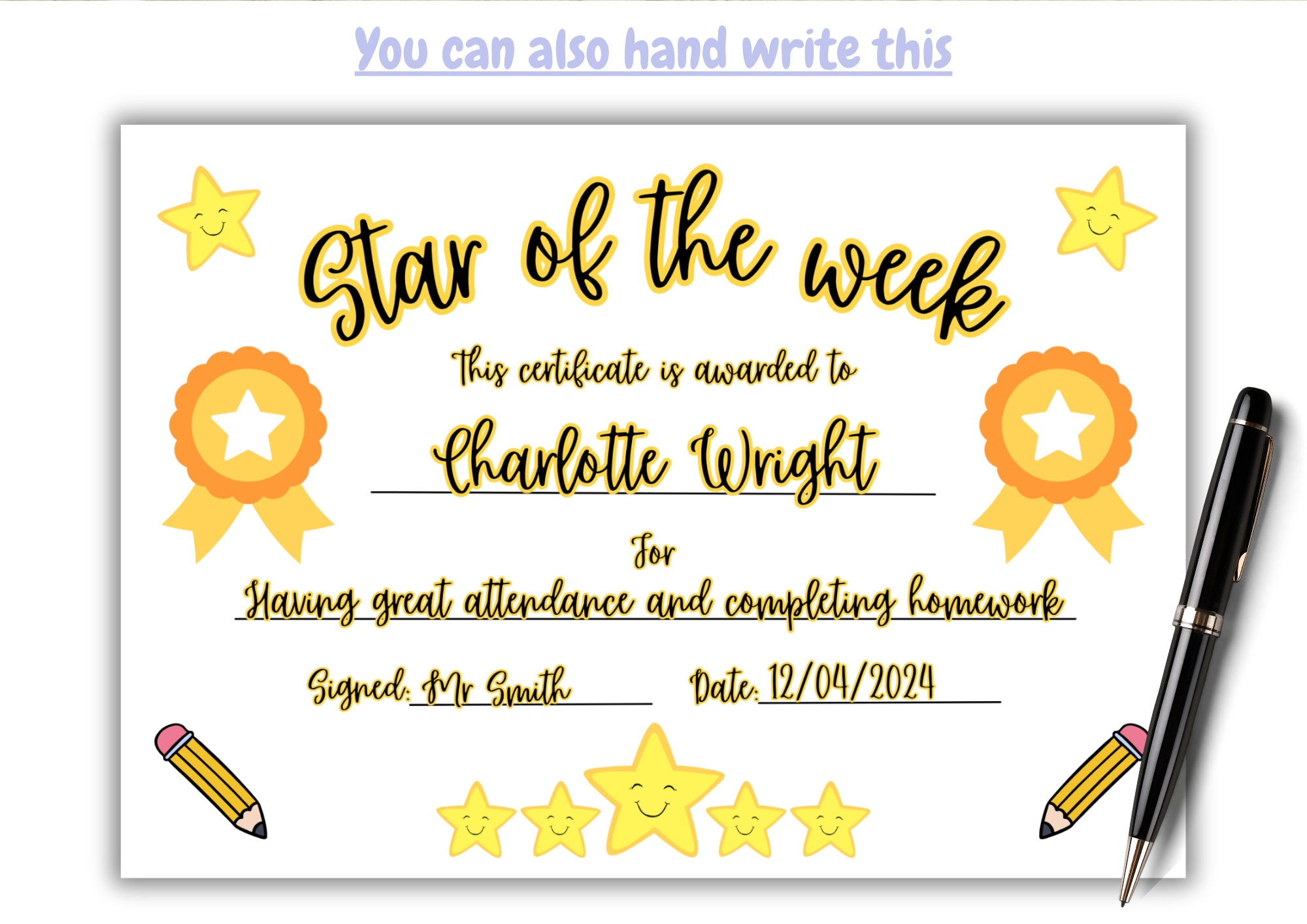 Star of the Week Personalised Congratulations Well Done Certificate ...