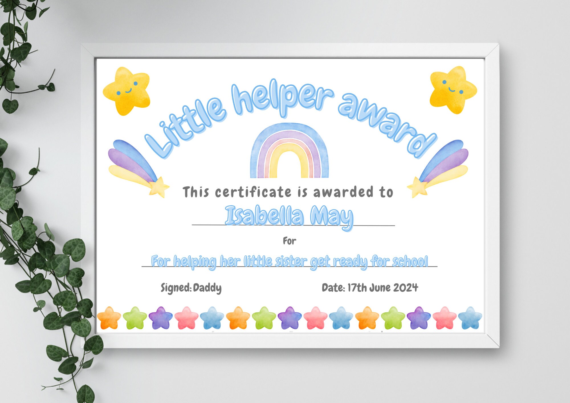 Little Helper Award Personalised Certificate Template Certificate of ...