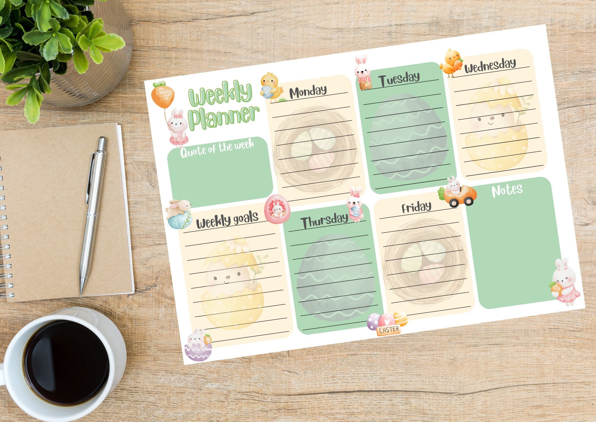Easter Planner Printable Easter Weekly Planner Easter Download Template ...