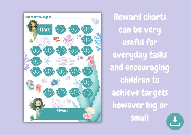 Mermaid Printable Reward Chart Mermaid Under the Sea Rewards Chart ...