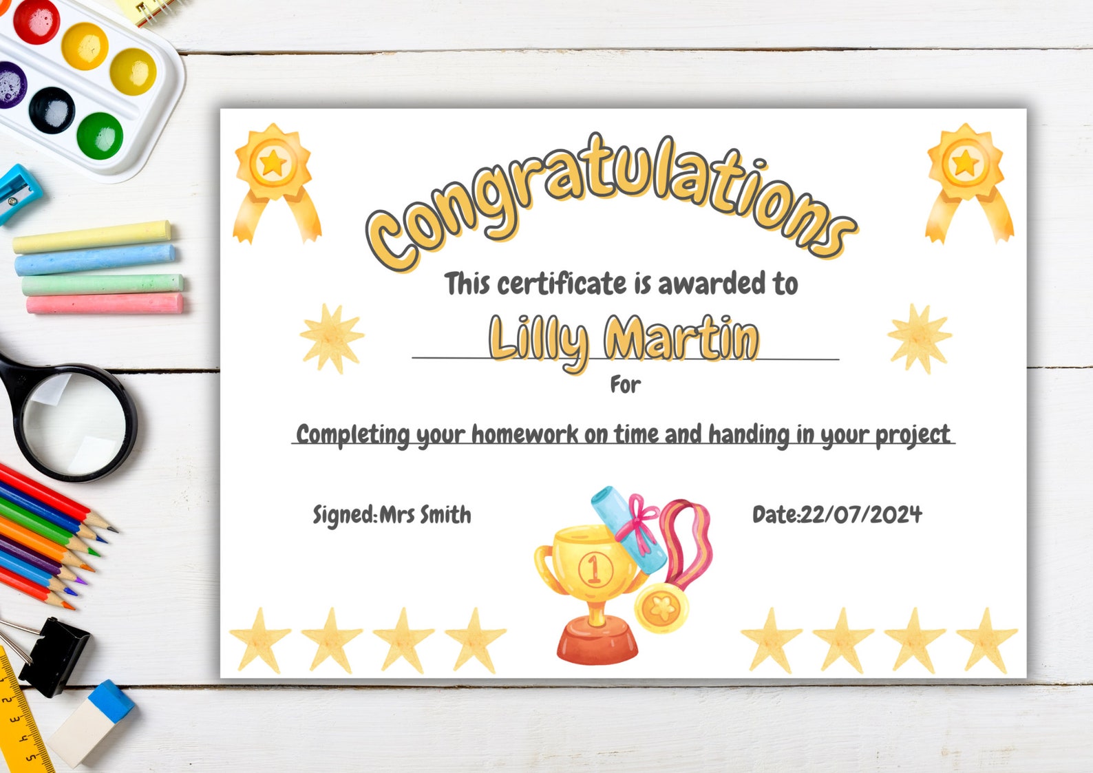Congratulations Certificate Personalised Well Done Award Children's ...