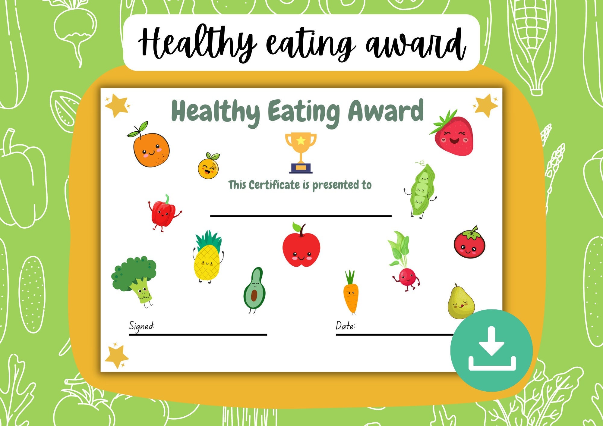 Healthy Eating Award Certificate Back to Schoolpersonalised - Etsy