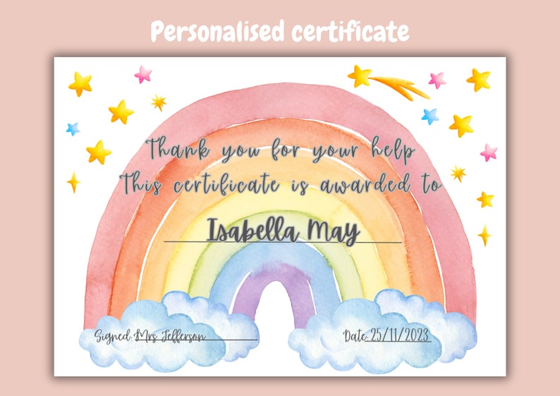 Certificate Template, Rainbow Children's Certificate of Achievement ...