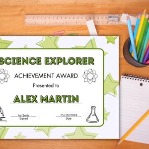 Science Achievement Award Congratulations Personalised Certificate ...