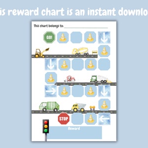 Construction Reward Chart Digger Chart Printable Reward Chart Behaviour ...