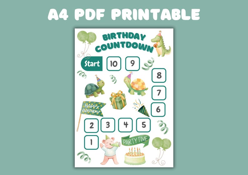 Birthday Countdown Printable for Kids, Digital Download, Instant Print ...