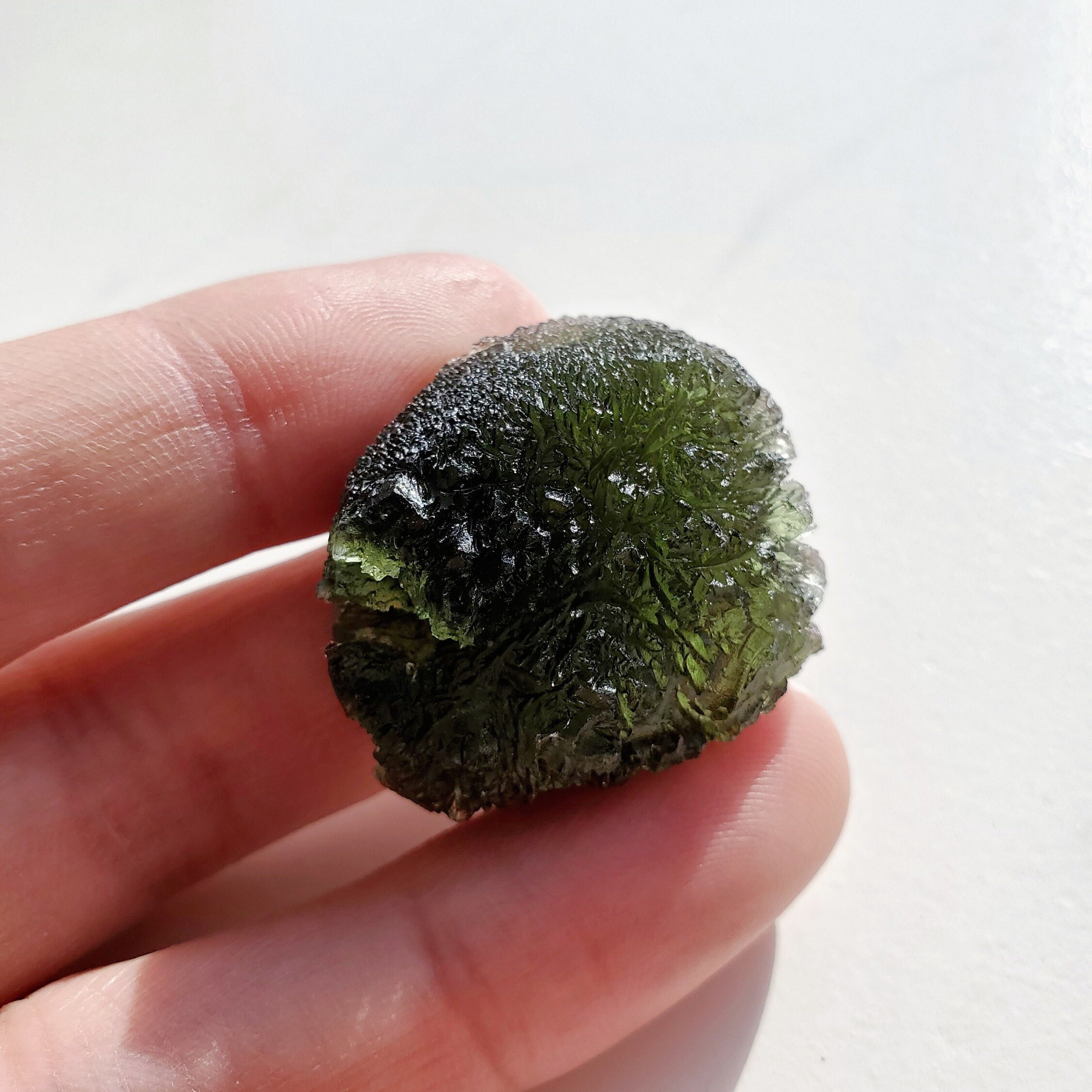 MOLDAVITE 15.67g Natural Sphere Deep Etching / Czech Republic Tektite ...