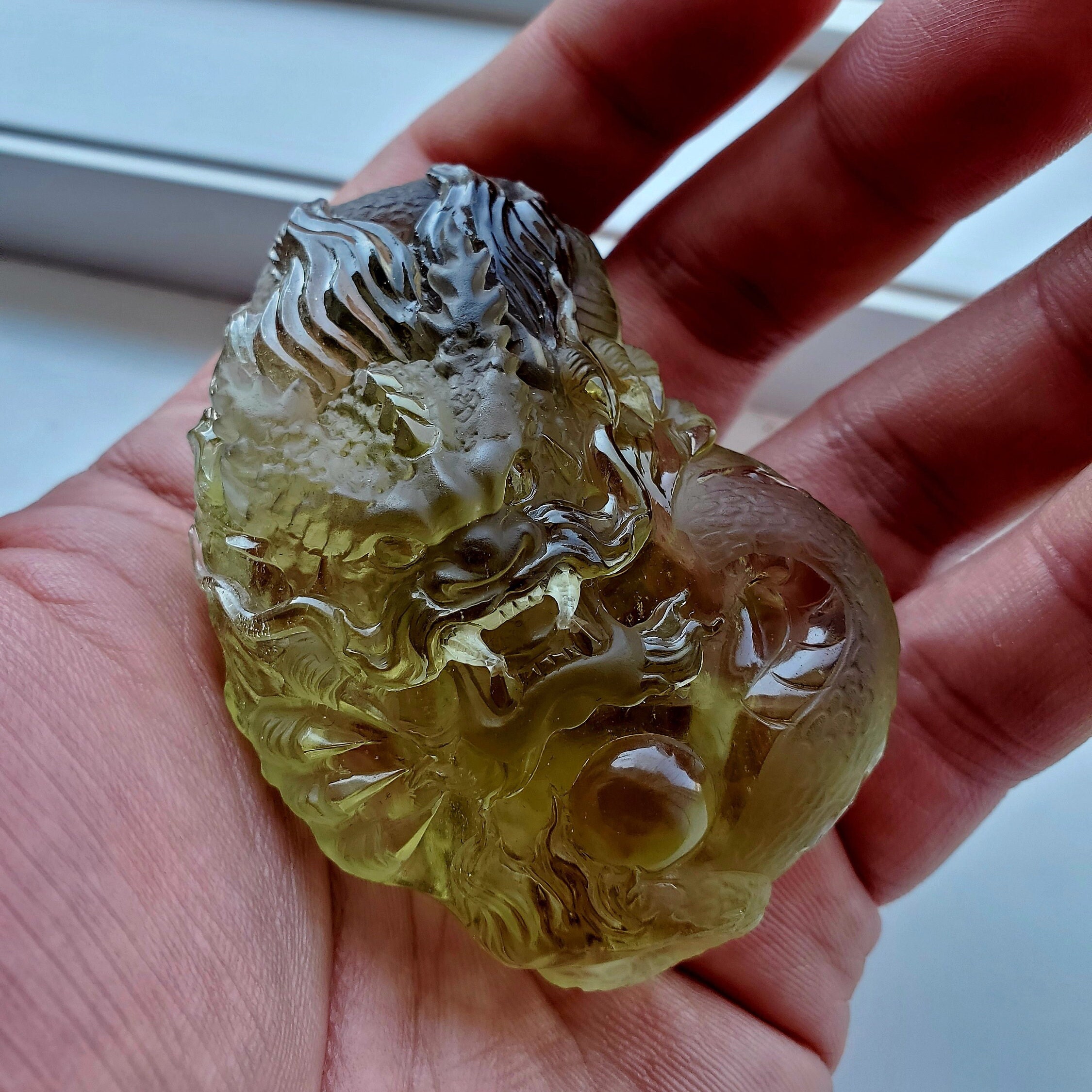 Libyan Desert Glass 100g Carving / Dragon LDG Gemstone Carved / Golden ...