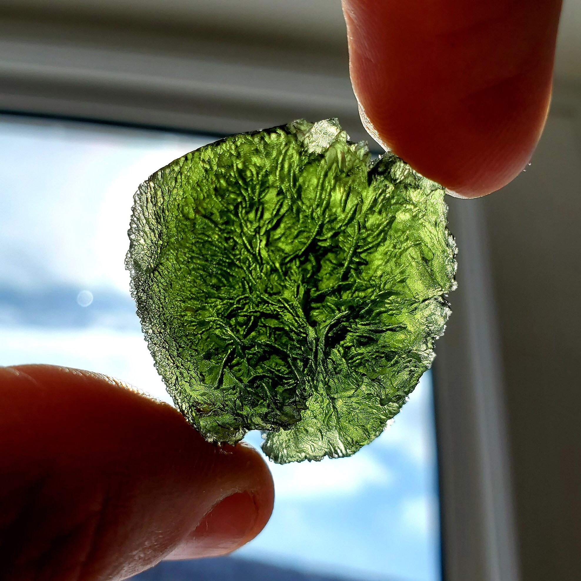 MOLDAVITE 15.67g Natural Sphere Deep Etching / Czech Republic Tektite ...