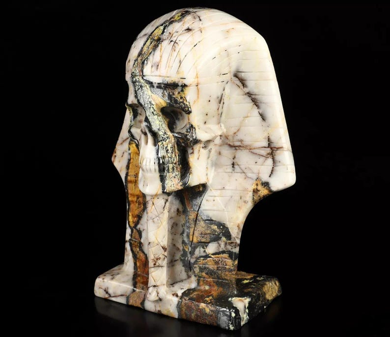 7.0" Hiso Jasper Egyptian Pharaoh Carved Crystal Skull, Healing ...