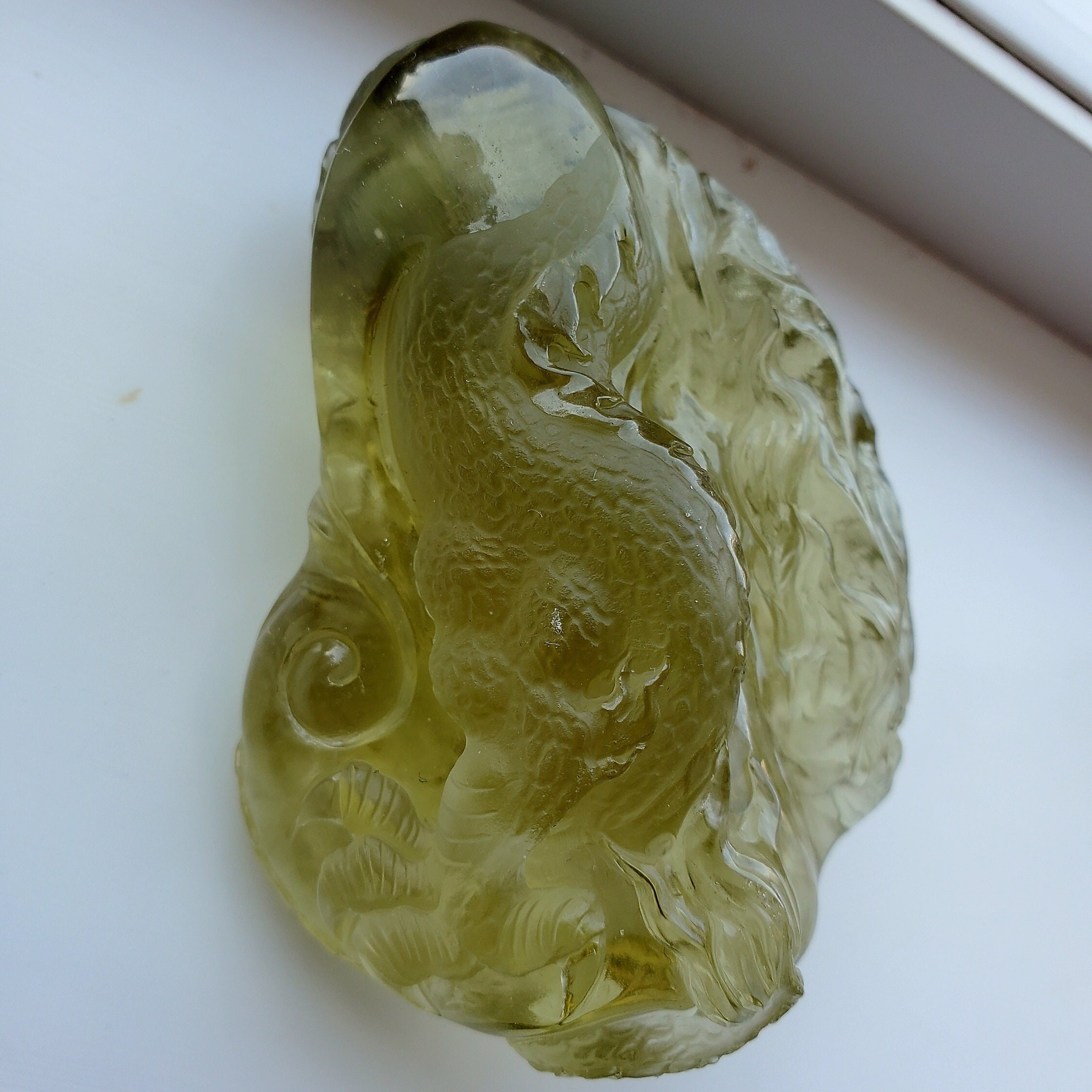 Libyan Desert Glass 100g Carving / Dragon LDG Gemstone Carved / Golden ...