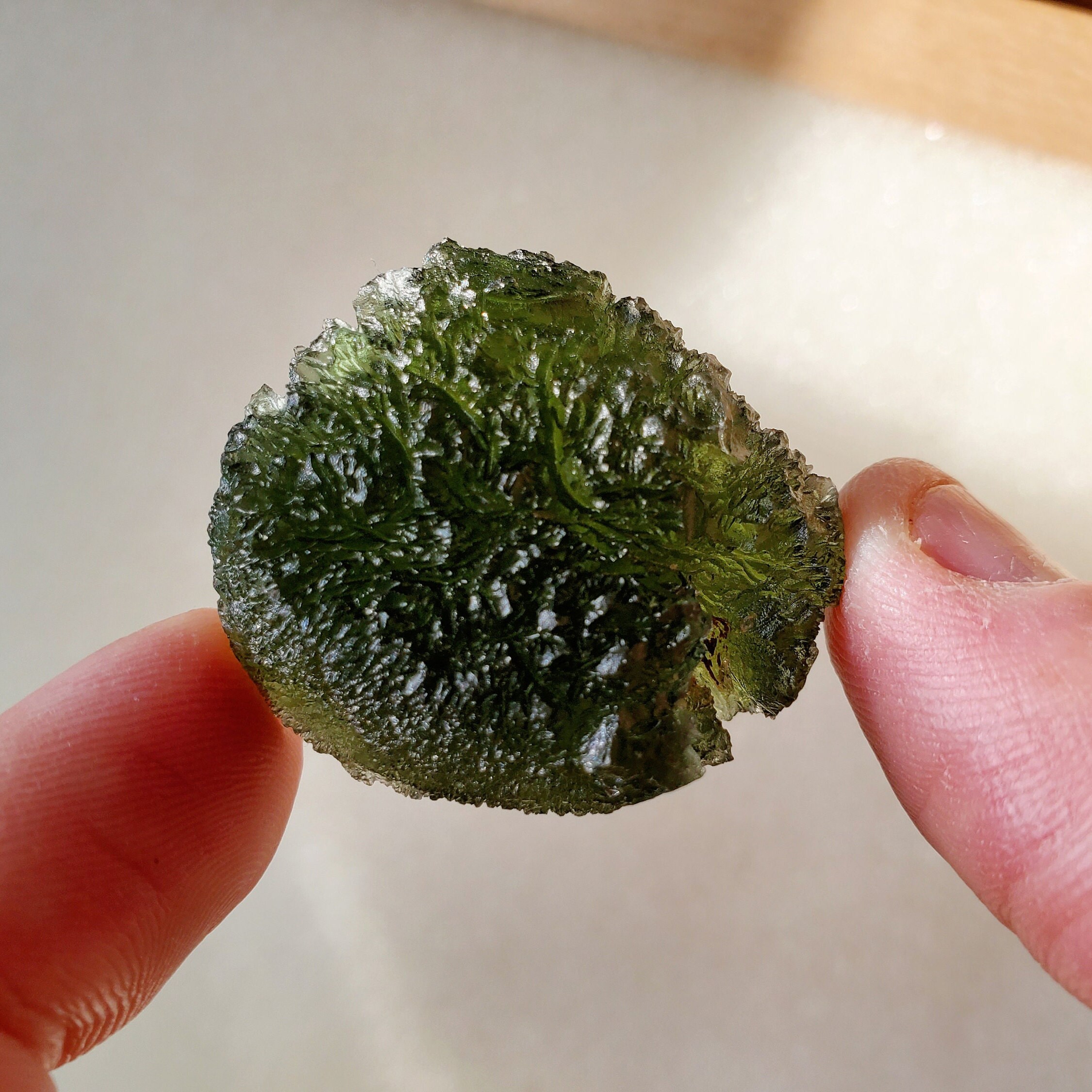 MOLDAVITE 15.67g Natural Sphere Deep Etching / Czech Republic Tektite ...