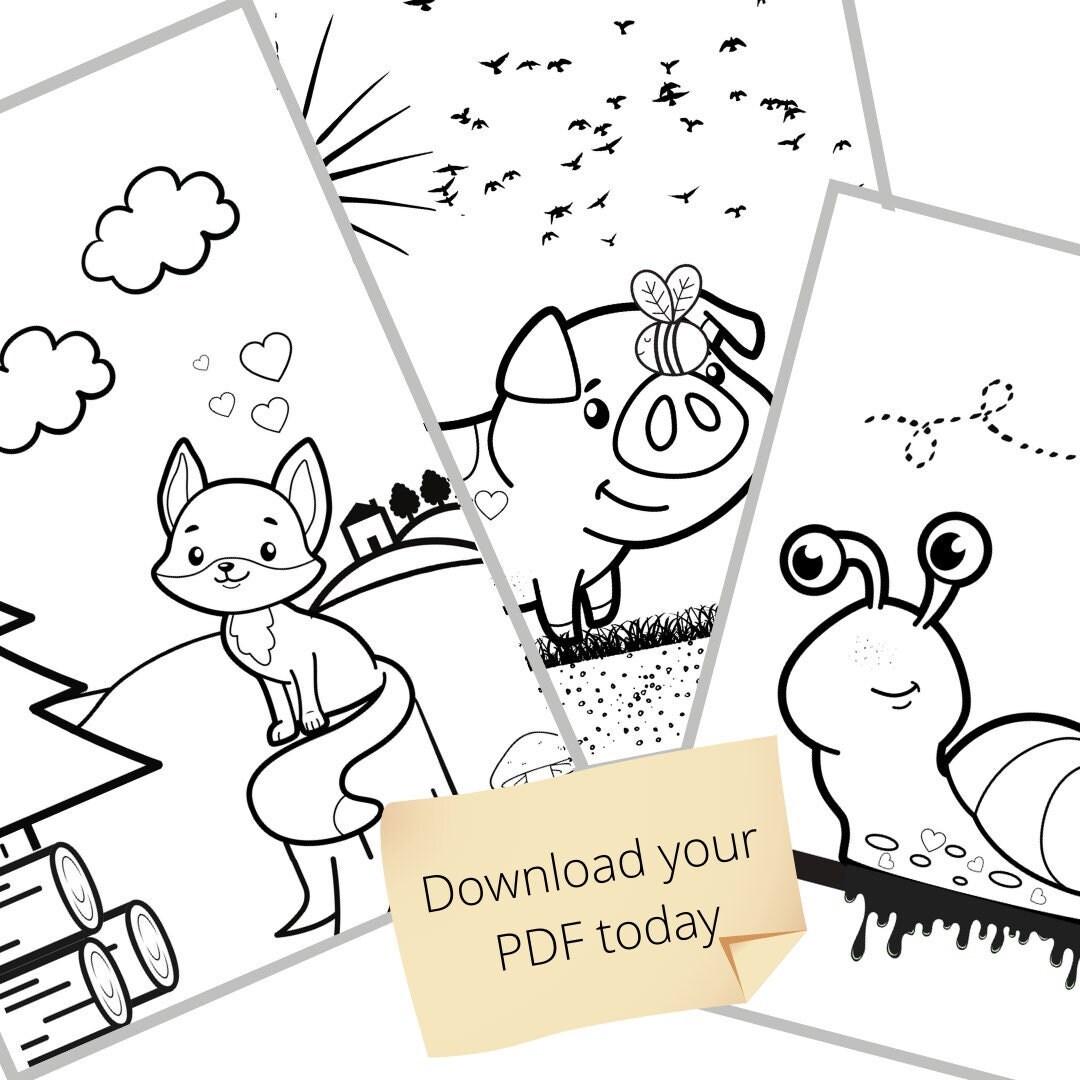 25 Kids Cute Animal Coloring Pages| PDF Printable| Instant Download - Etsy