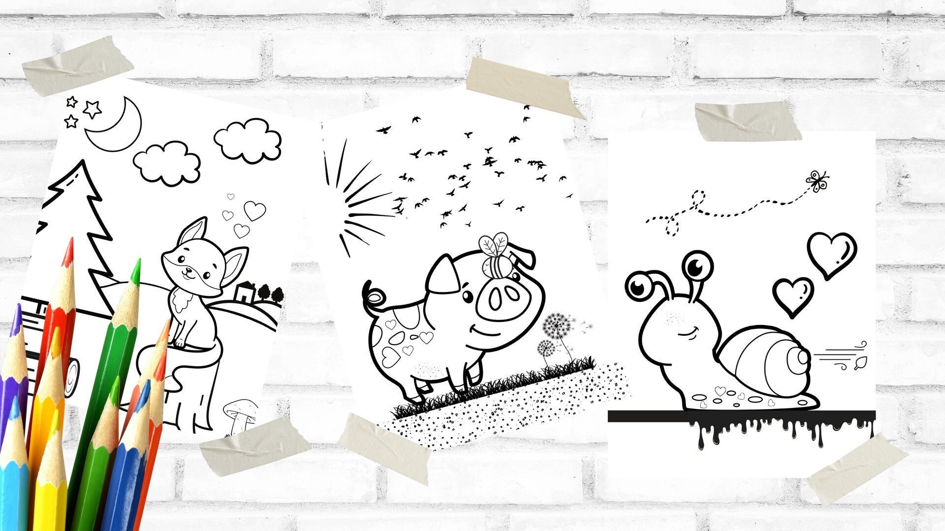 25 Kids Cute Animal Coloring Pages| PDF Printable| Instant Download - Etsy