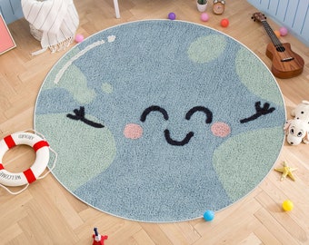 World Map Rug Round - Etsy
