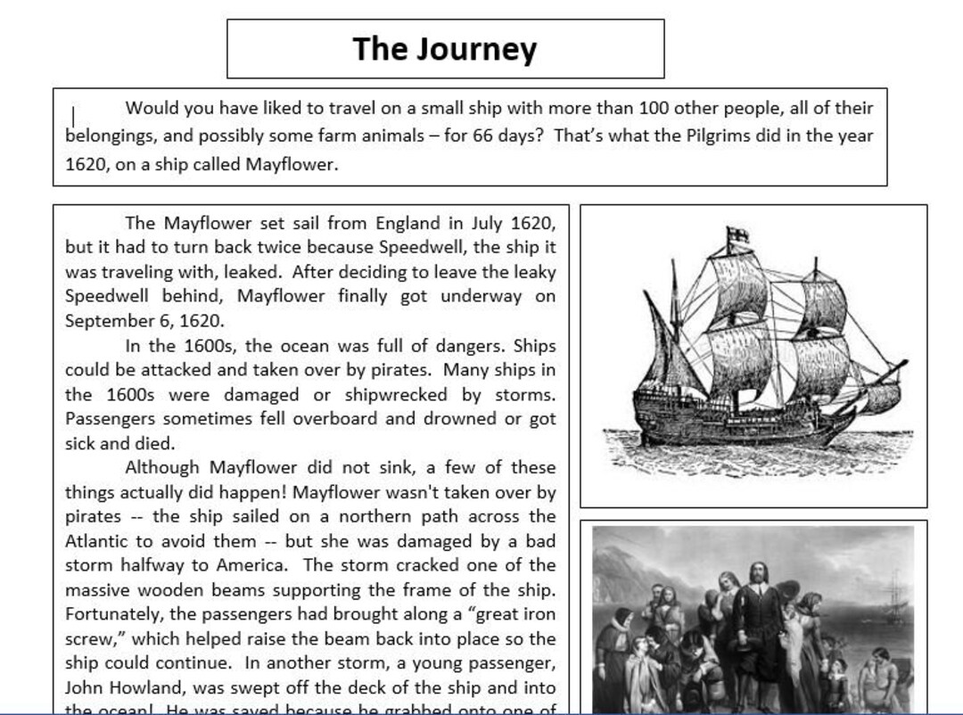 The Mayflower Compact Reading Activity - Etsy