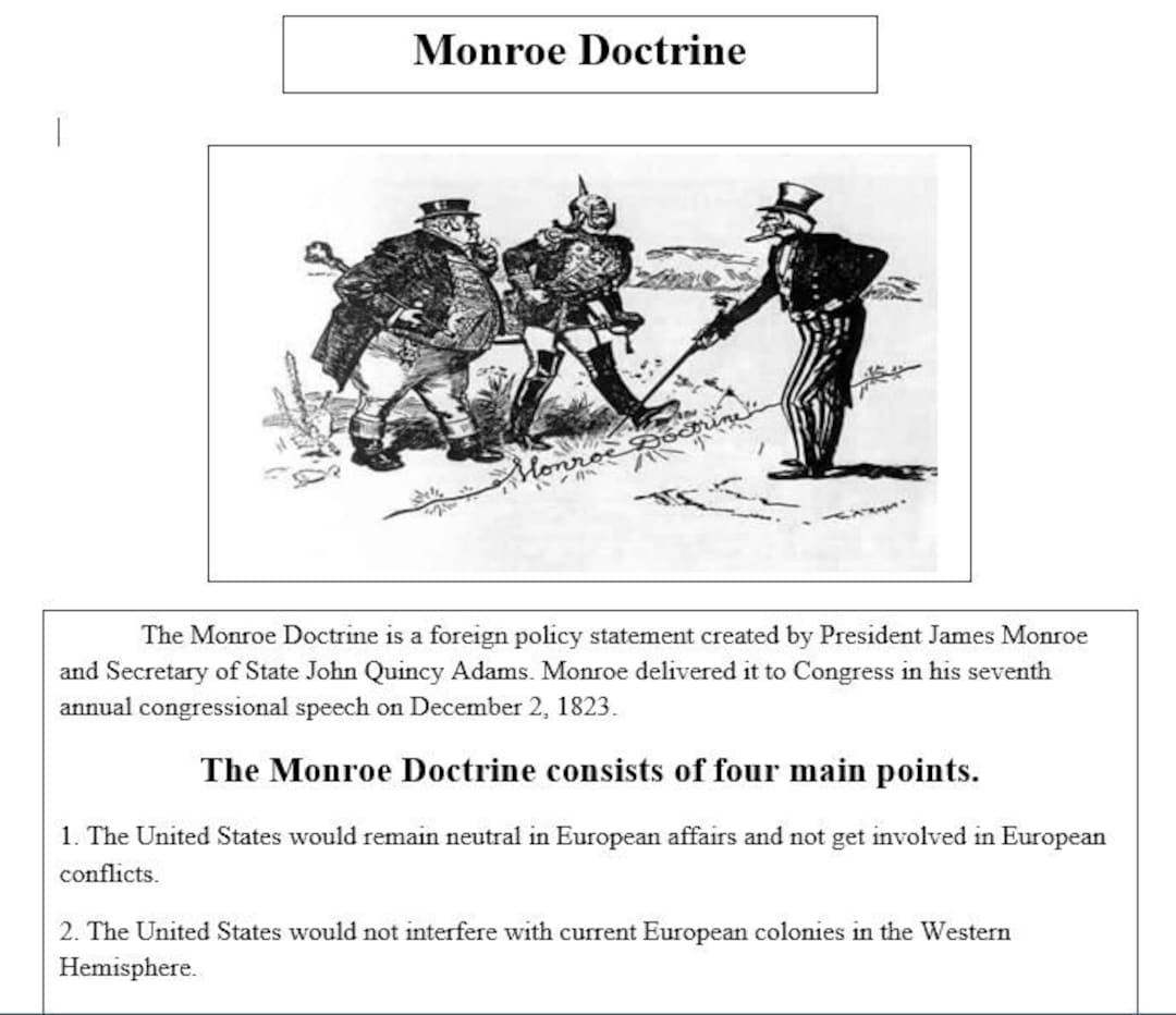 The Monroe Doctrine Reading Activity - Etsy